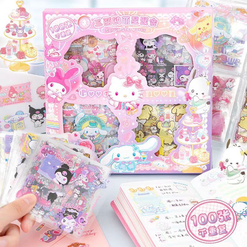 100 Sheets/Box Sanrio Sticker Kuromi Student Notebook Hand Account ...