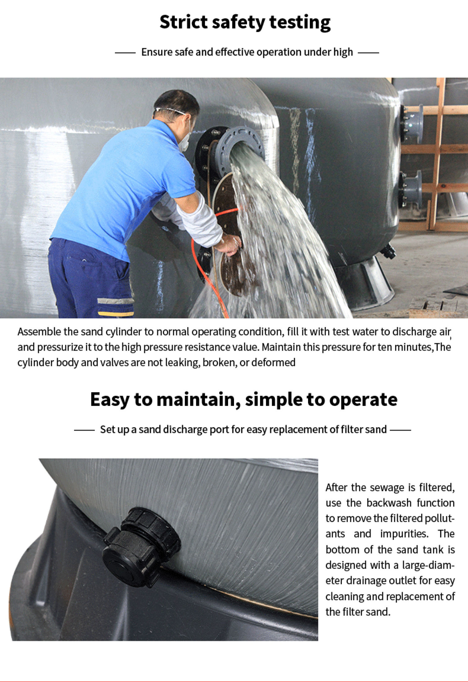 Swimming pool sand filter with multifunctional 6-way valve 1.5 inches ...