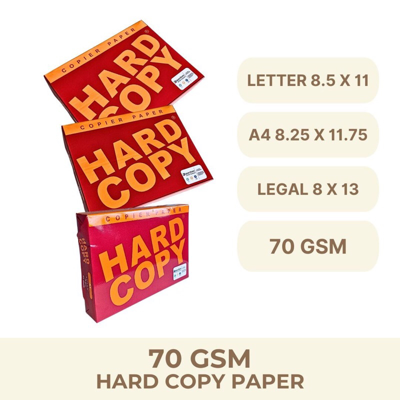 Hard Copy Bond Paper Short | A4 | Long 70gsm & 80gsm (sold per ream ...