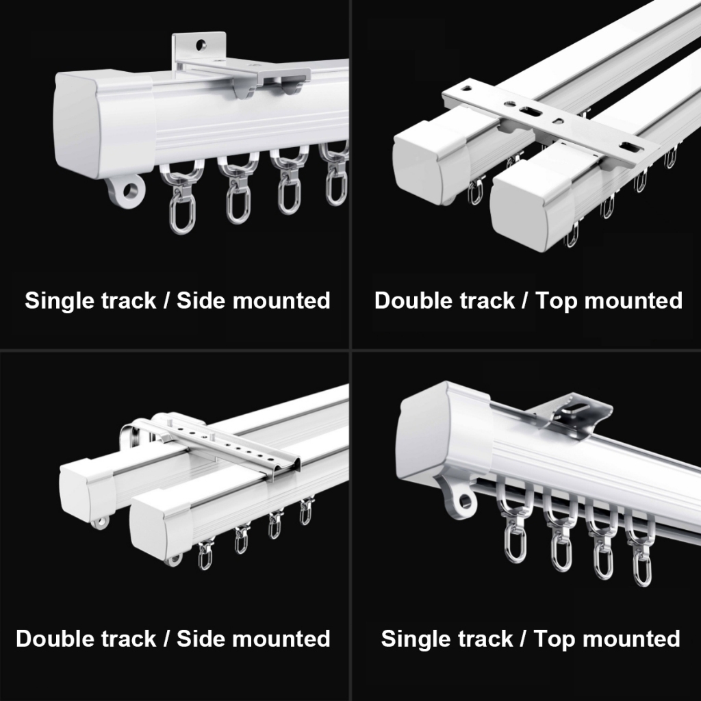 Curtain track top-mounted silent slide rail single and double rail ...