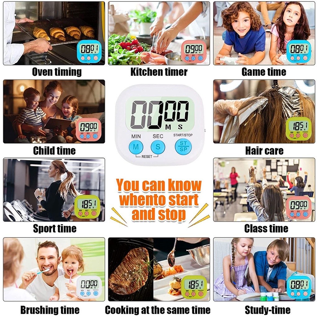 Multi-Purpose Digital Kitchen Timer, Cooking Baking Timers, Big Loud ...