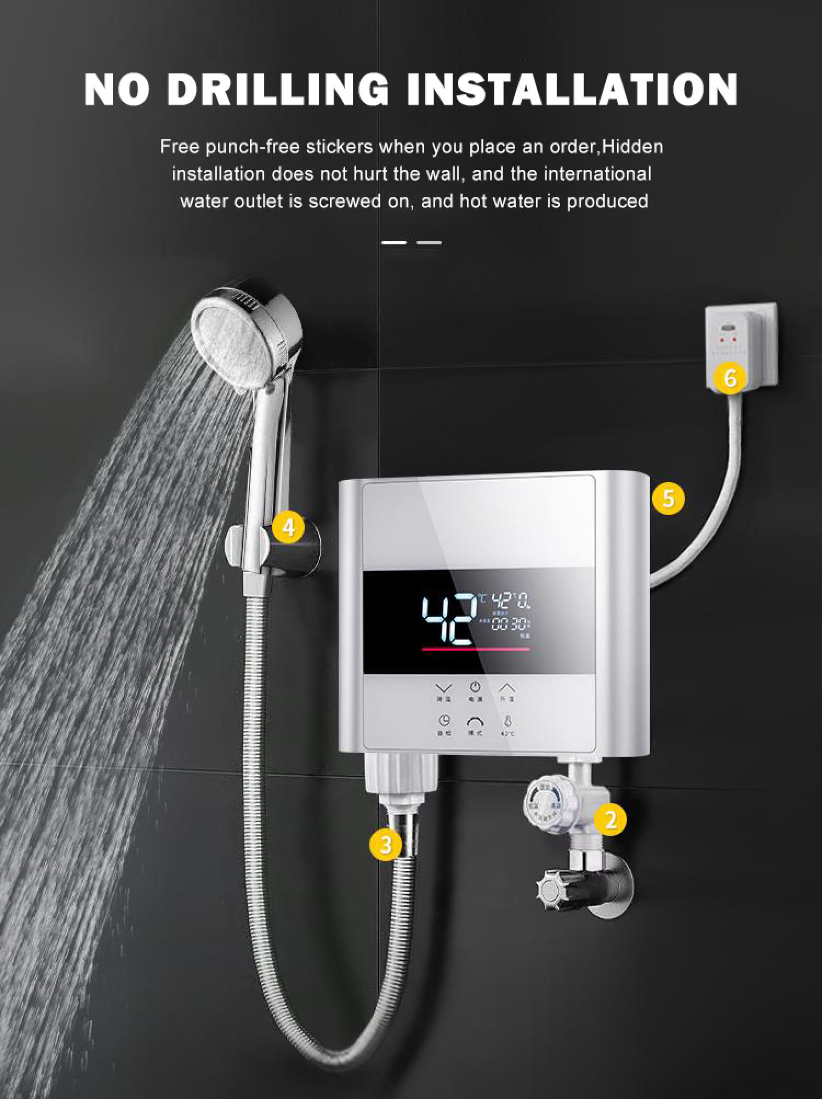 【COD】Intelligent 6500W Multipoint Water Heater LCD Authomatic Electric ...