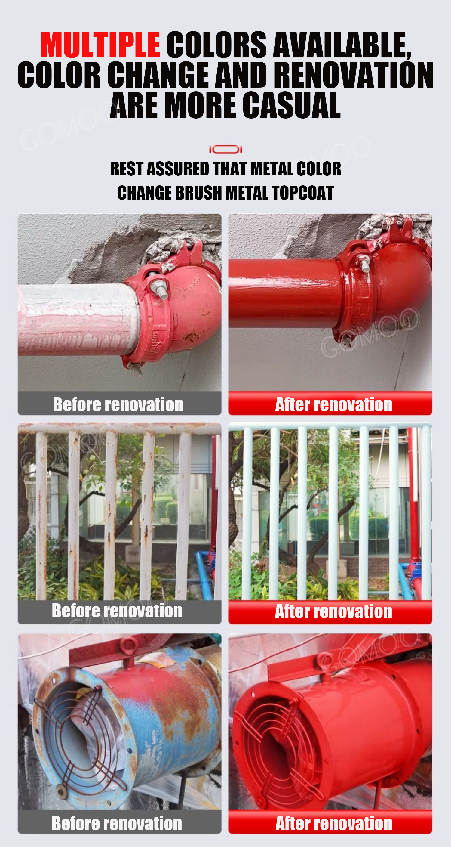 1000G GOMOO 3IN1 Metal Primer paint Anti Rust Paint Rust Remover ...