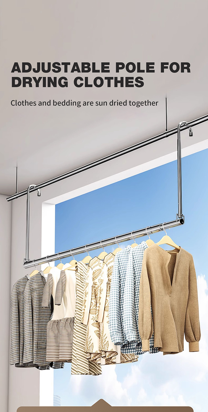 Stainless Steel Clothes Hanging Rack Retractable Sampayan Hanger Rack ...