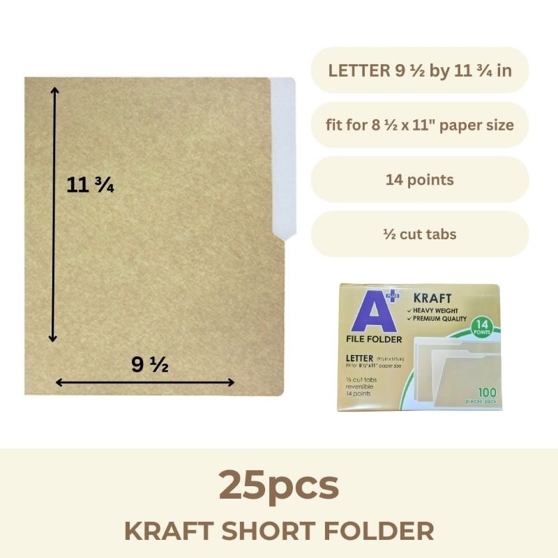 25pcs Kraft Folder Long Short Brown School Office Supplies Office ...
