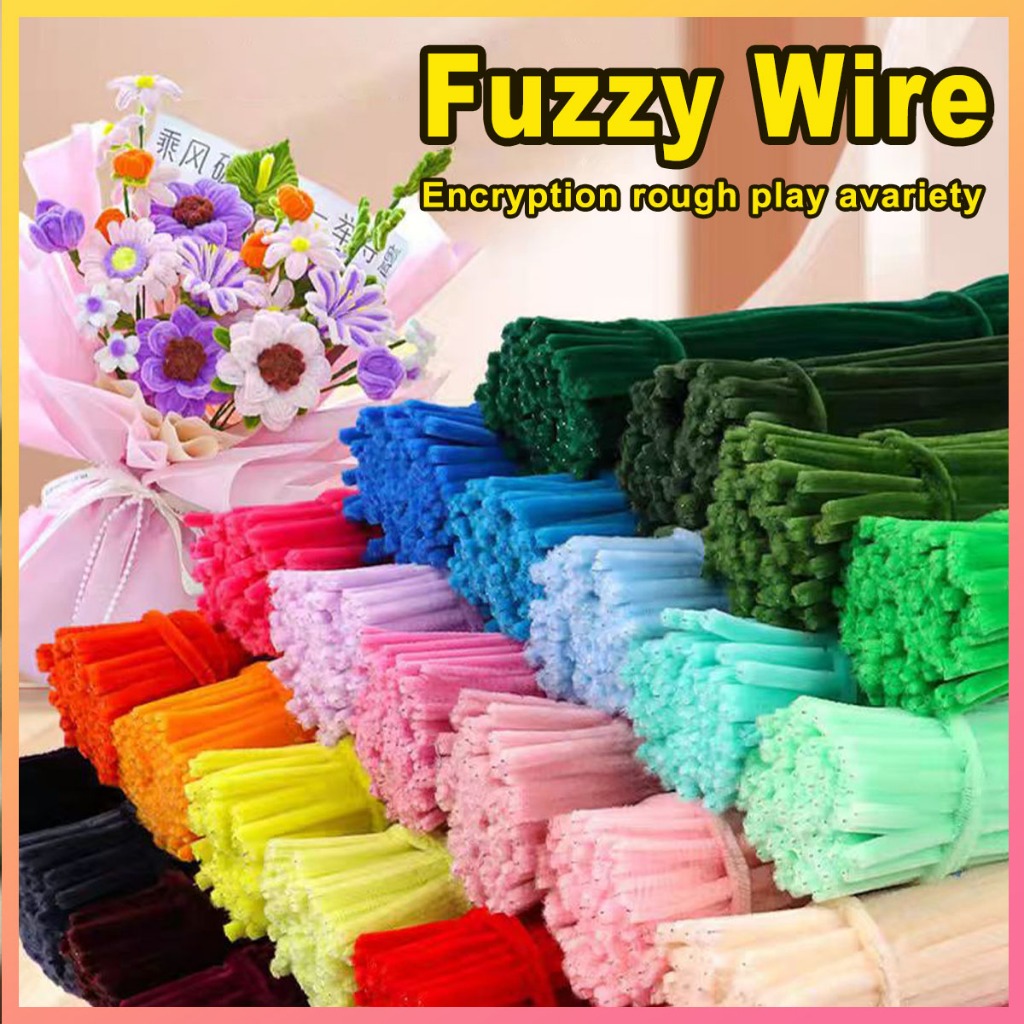 8mm Twisted Stick 100Pcs Multicolor Dense Fuzzy Wire Pipe Cleaner Craft ...