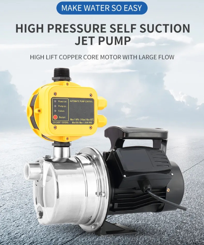 220V Stainless Steel Jet Pump Automatic Self Priming Booster Pump High Suction Silent Jet Pump 1 ...