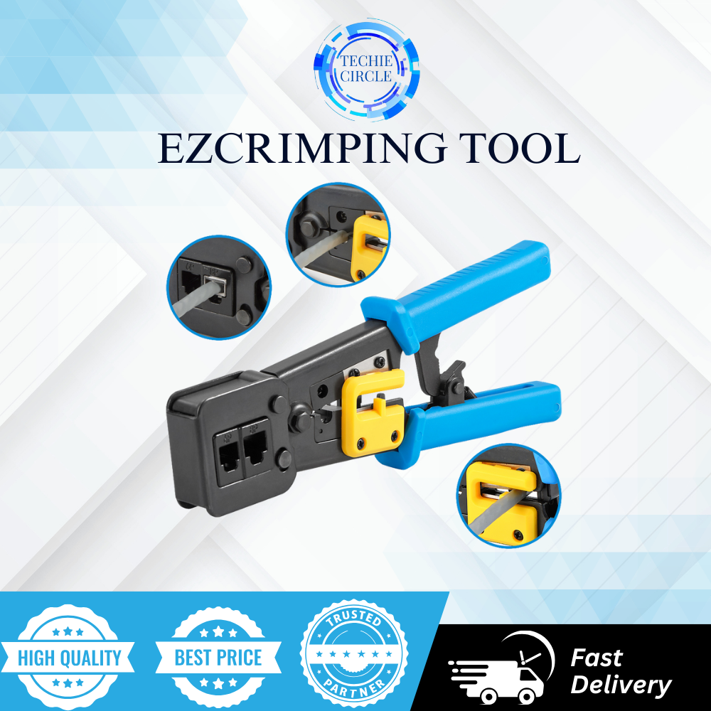 Techie Circle RJ45 Crimper Crimping Tool for Passthrough RJ45 Connector ...