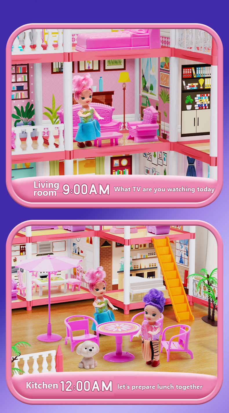 Doll House For Girls Birthday Gift Big Play House Toys Set Little ...