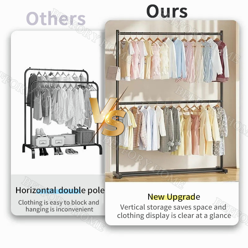 Double Layer tainless Hanger for Clothes Rack Stand Sampayan 60/100/120 ...