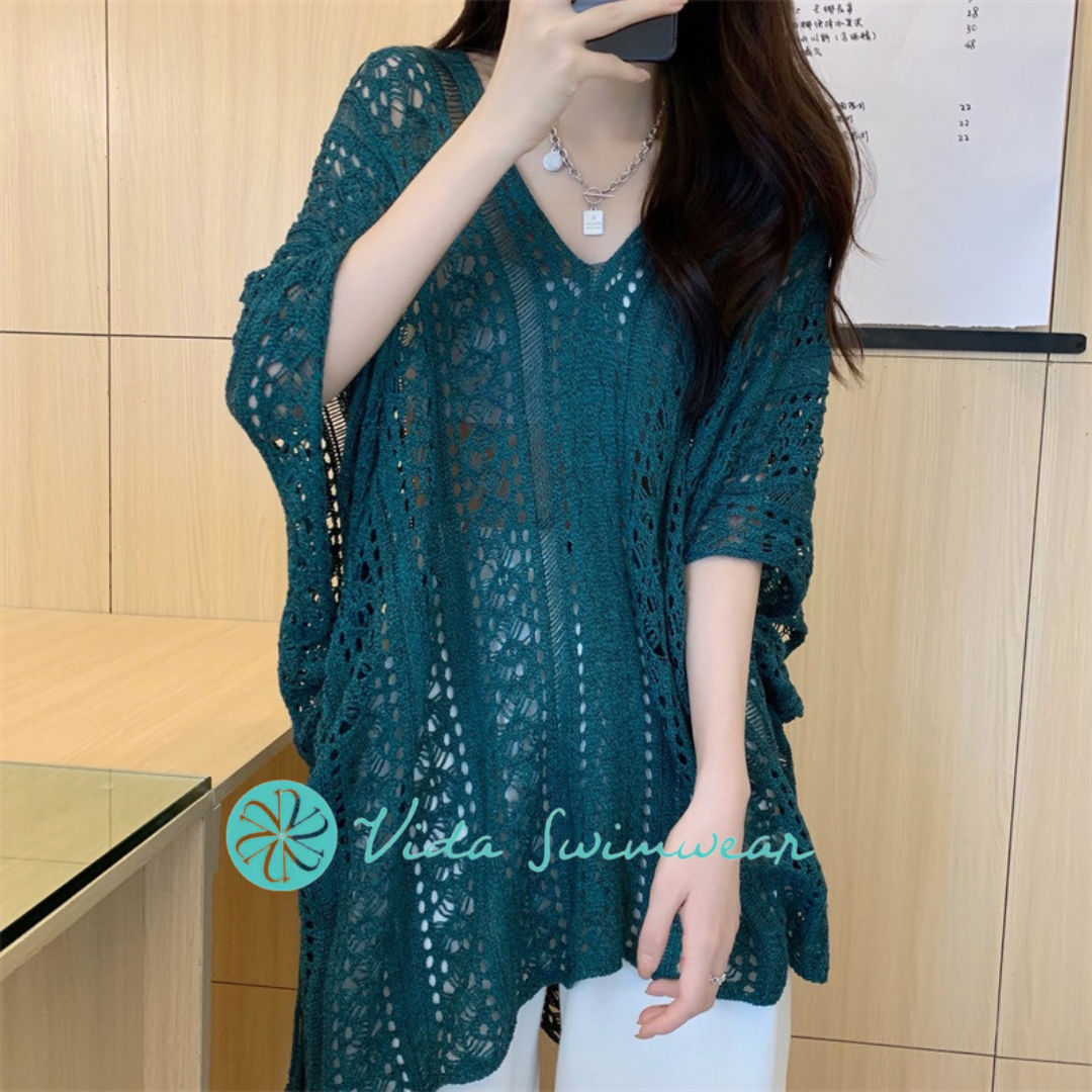 Bikini Cover Up Swimsuit Coverup Knitted Crochet Top Over Size Beach ...