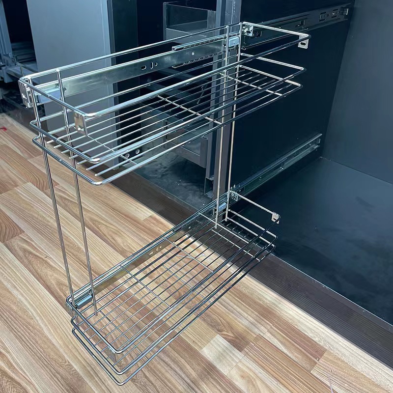 304 Stainless Steel Condiment Pull Out Basket Kitchen Cabinet 2 layers ...