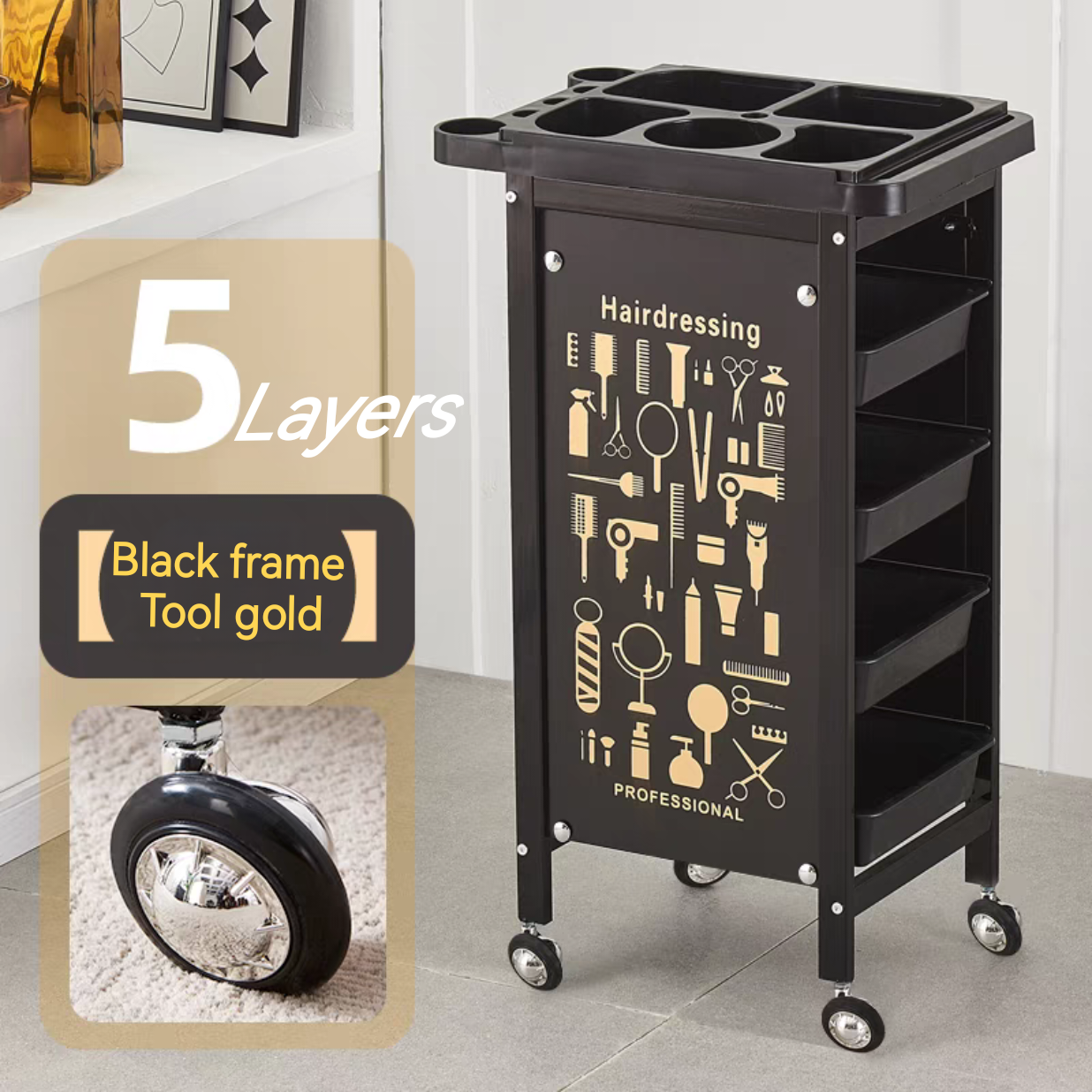 Hair salon Tool cabinet barbershop push trolley cart beauty Movable ...