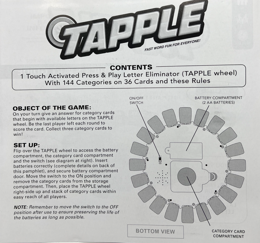 TAPPLE Word Game Fast-Paced Family Board Game Spelling Word Kids ...