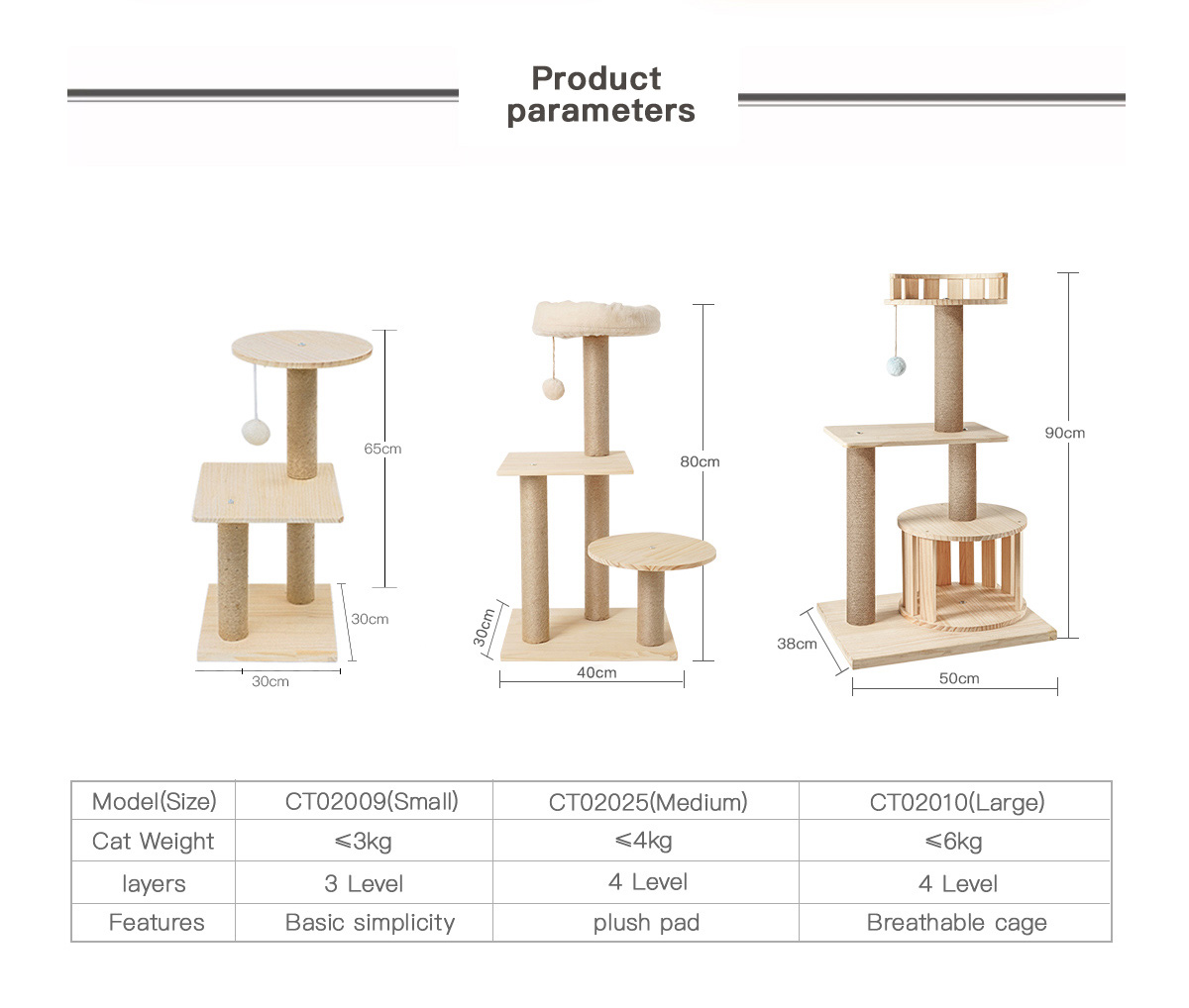 Osti Solid Wood Cat Tree Cat Tower Triple Jump Activity Center with ...