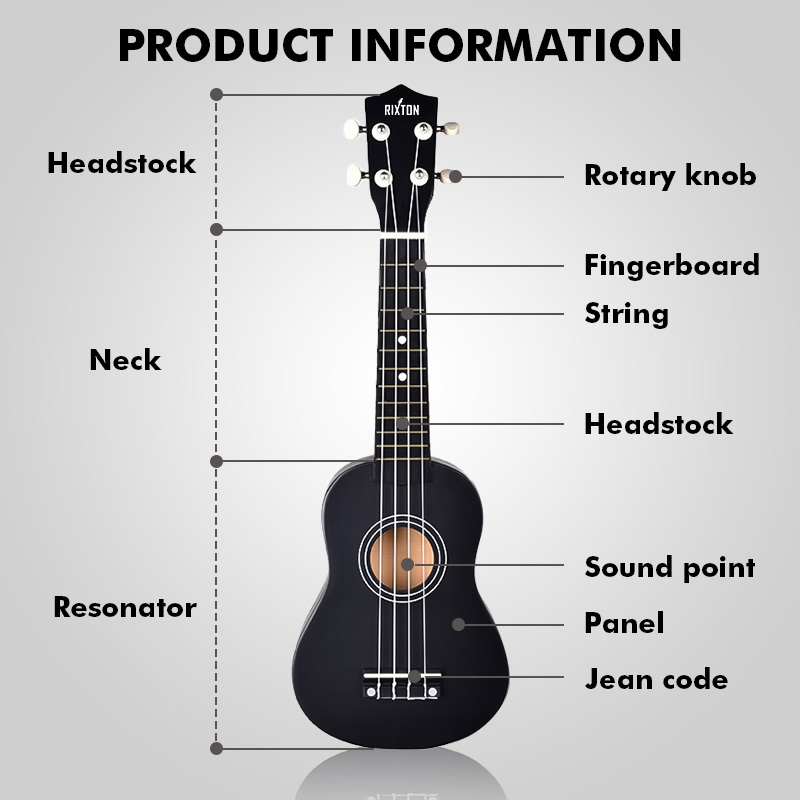 RIXTON Ukulele 4 Strings Soprano Spruce Basswood Guitar Set Ukulele 21 ...