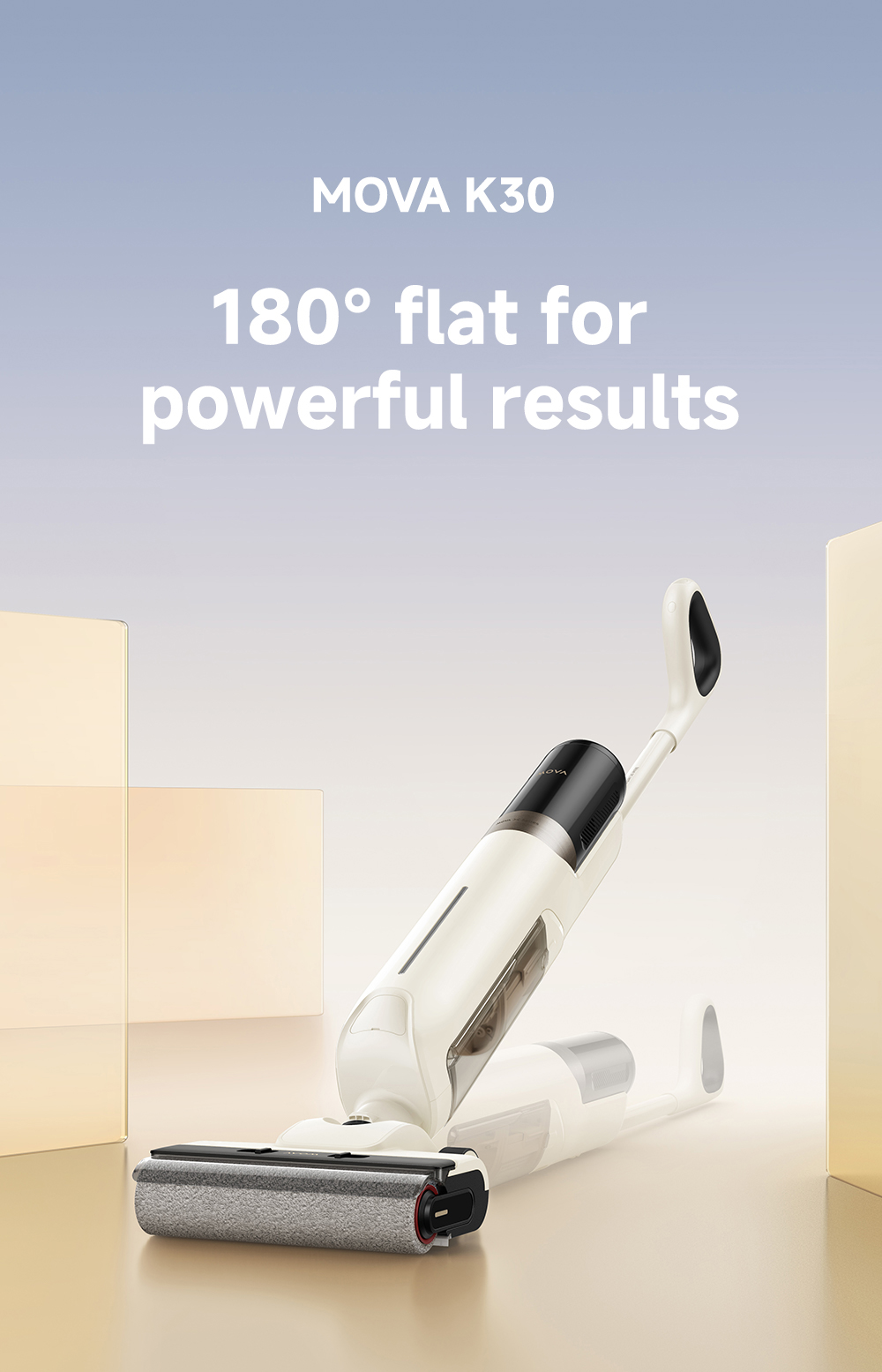 MOVA K30 Wet & Dry Vacuum Floor Washer | 60°C Hot Air Drying | 180° Lie-Flat Reach | 18KPa ...