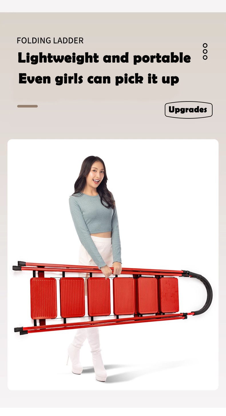 Ladder Foldable Aluminum 3-8 steps Carbon Steel Thicker heavy duty ...