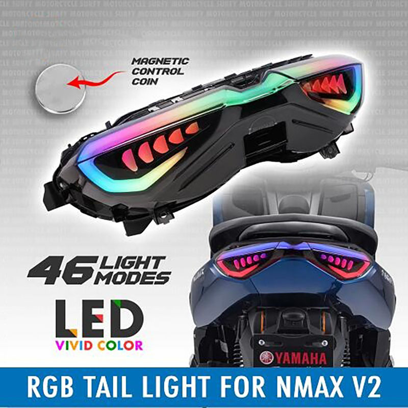 Yamaha Nmax V2 Tail Light RGB Smoke Lens 46Modes LED VIVID Color Plug ...