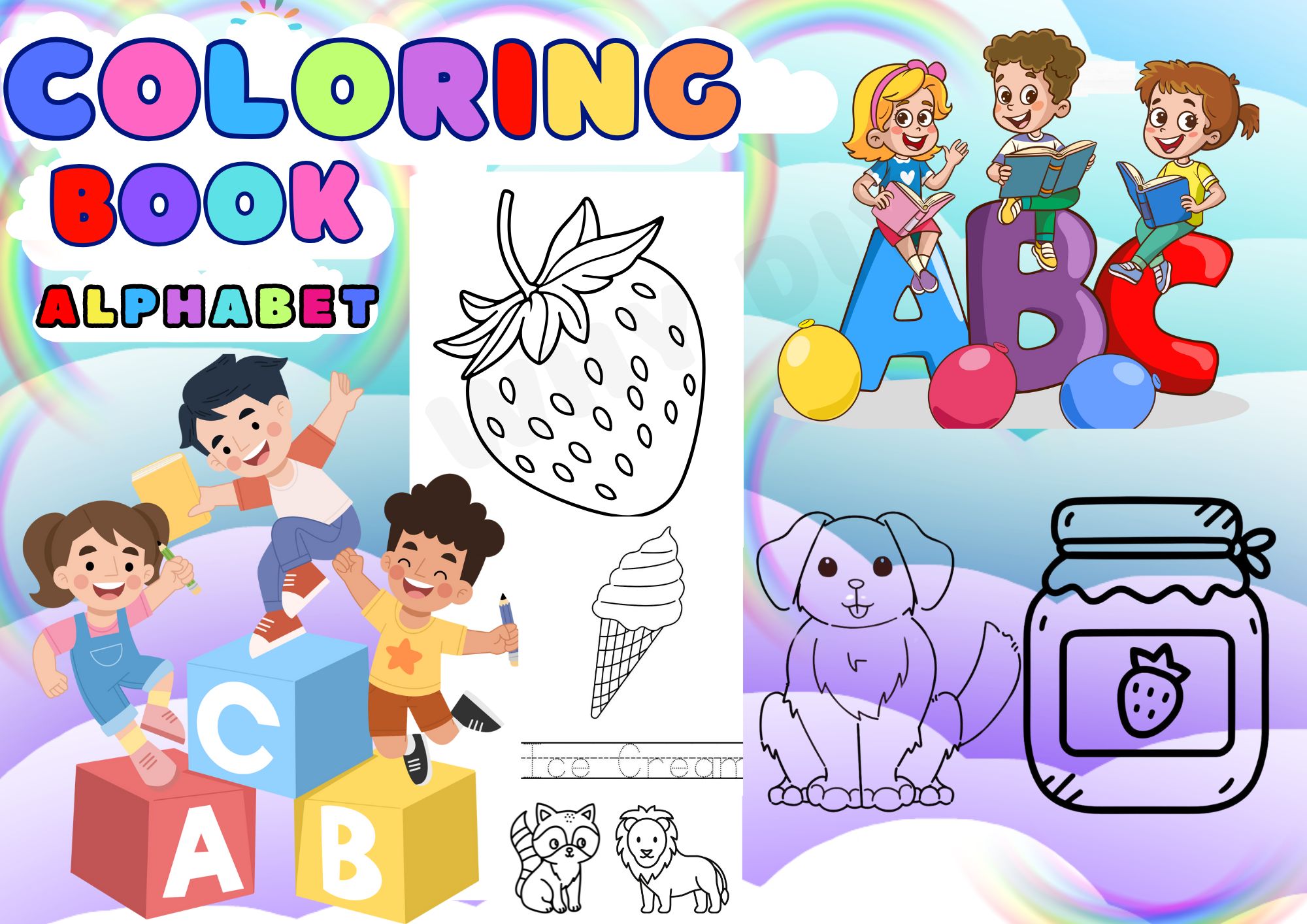 ALPHABET COLORING BOOK PAD FOR KIDS & TODDLERS – BIRTHDAY GIFTS, PARTY ...