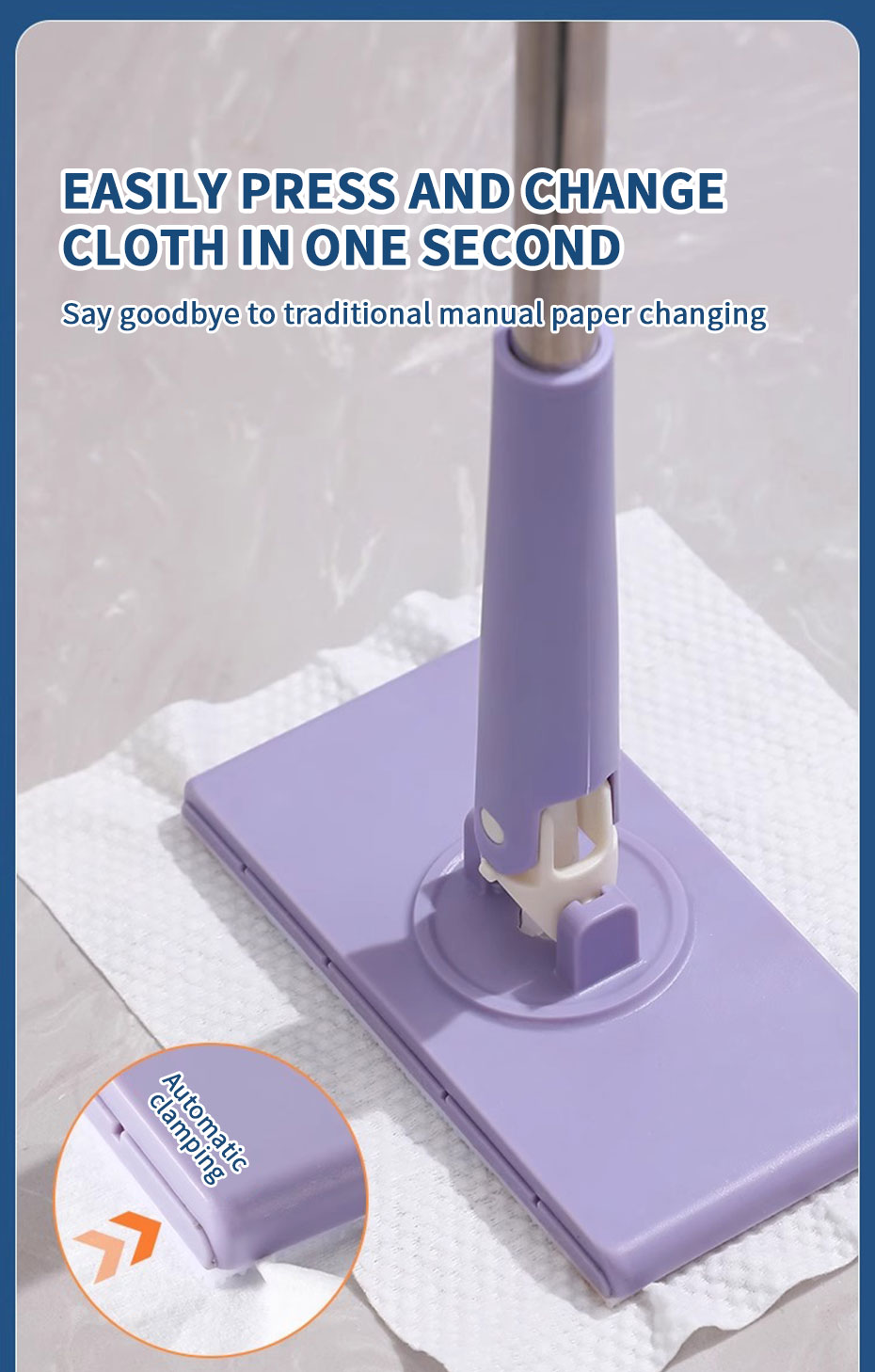 2025 New Face Towel Mop Lazy Disposable Clip Cloth Flat Mop Lazy ...