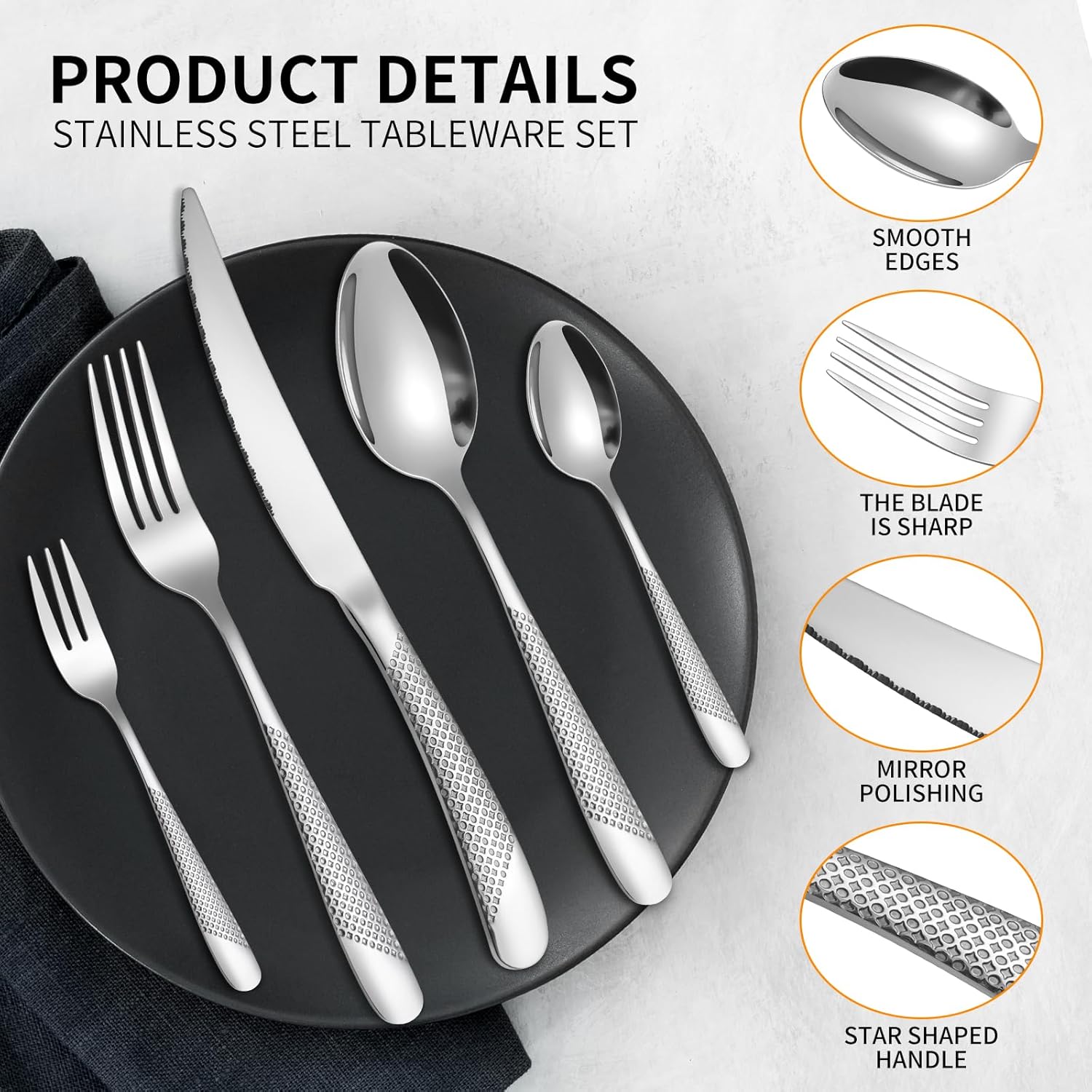 Kitchen Utensil Set Stainless Steel Spoon and Fork Set Food-Grade ...