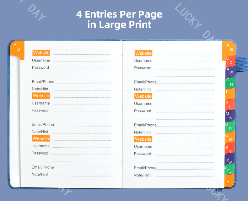 Password Book With Letter Labels Password Manager Notebook Memo Notepad ...