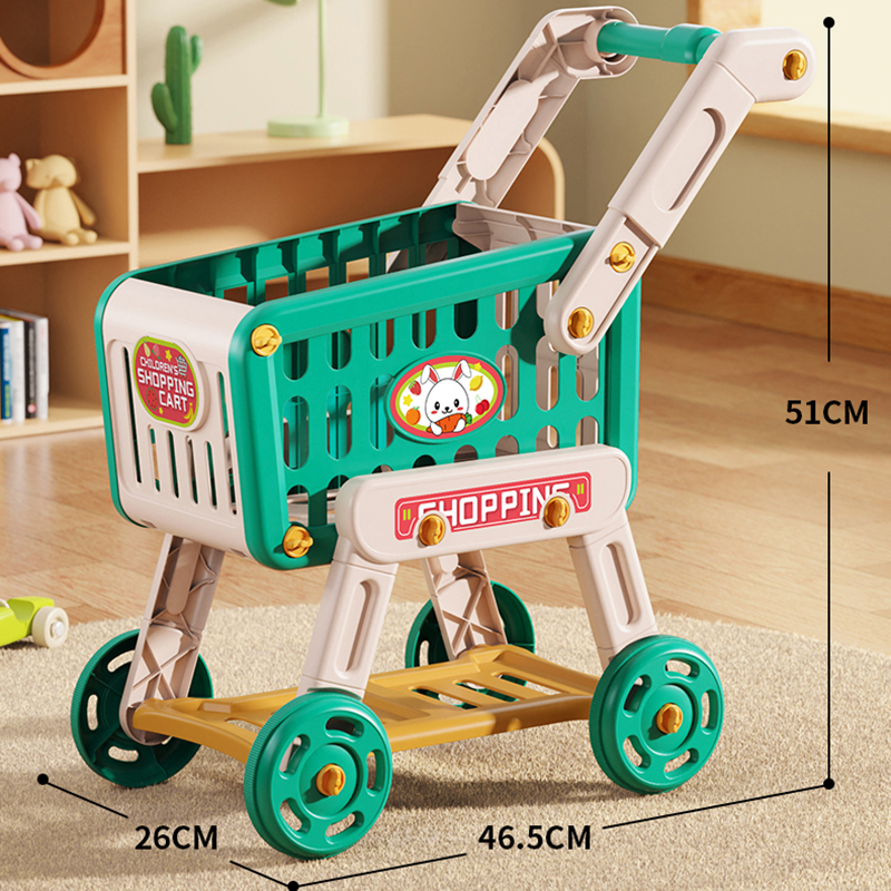 Shopping Cart Kids Toys Play House Supermarket Trolley Cutting Fruit ...
