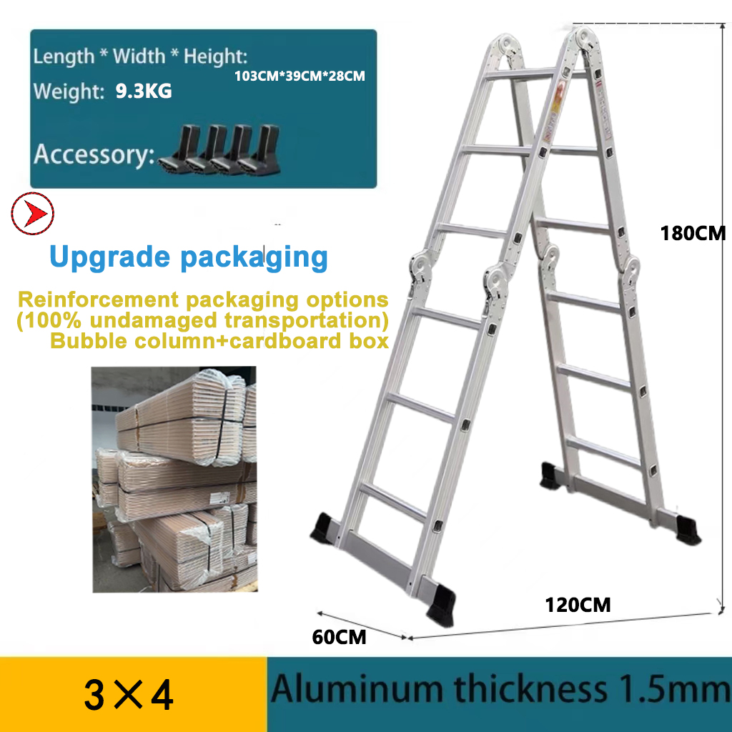 REAIM 3.7m ladder Aluminum ladder/steel ladder Telescopic foldable ...