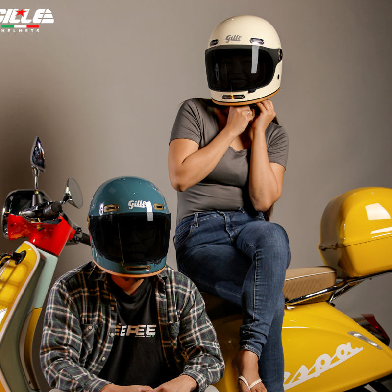 【𝑽𝒊𝒏𝒕𝒂𝒈𝒆】 GILLE ATAVISTIC Retro Classic Helmet Motorcycle Helmet Full ...