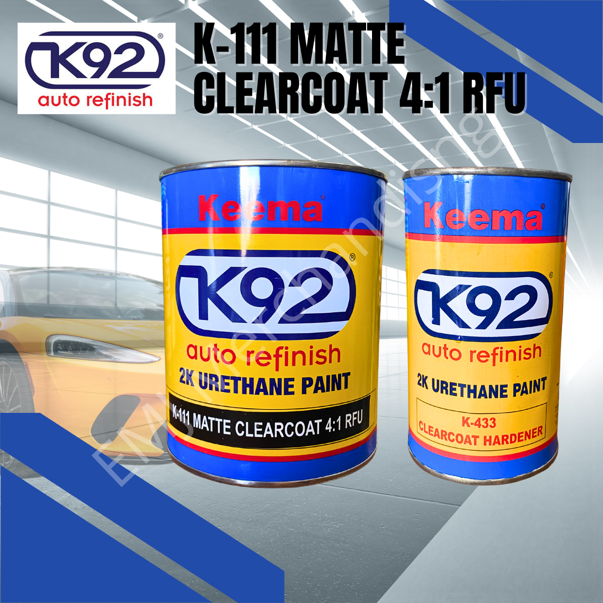 EMJ K92 2K Urethane Paint K-111 Matte Topcoat Clear & K-433 Hardener | RFU, No Thinner Needed ...