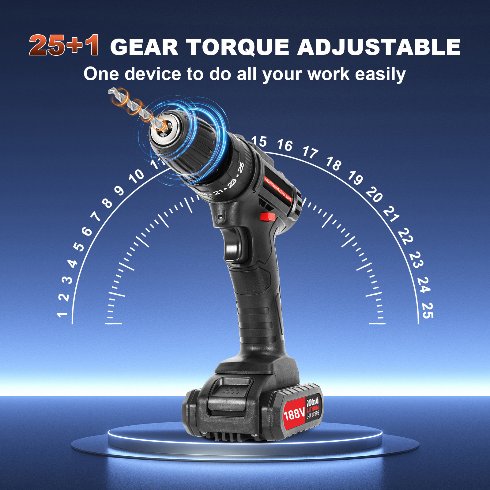 Cordless Drill 188VF Wireless Hand Drill Cordless Drill Set 32pcs Drill ...