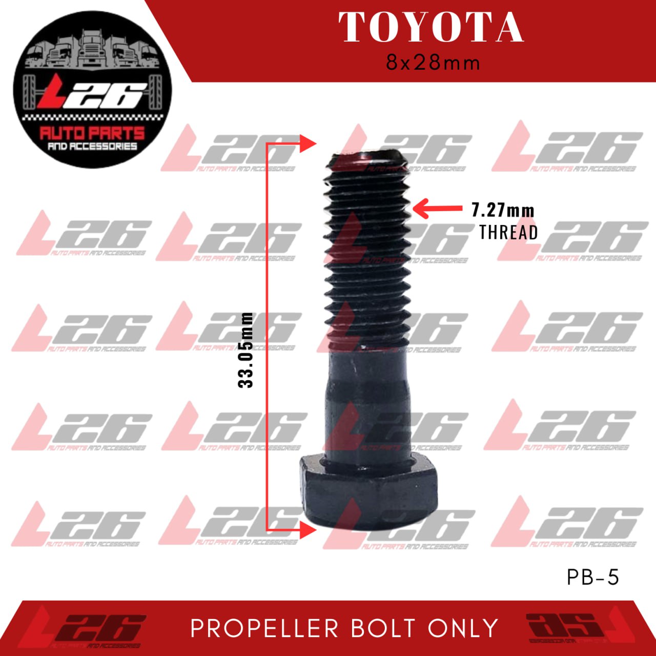 M8x28mm PROPELLER BOLT FOR Toyota / Fuso / Isuzu with Locknut PB-5 ...