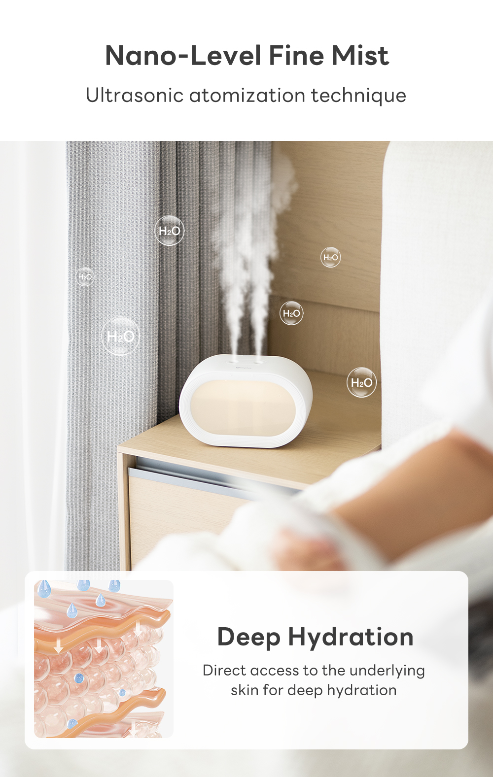 Simplus Humidifier Desktop Dual-Spray Humidifier with Ambient Light ...
