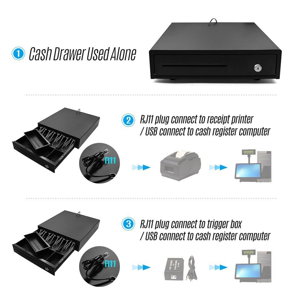 Expose Cash Box Cash Drawer Box Key Lock With 5 Bill 5 Coin Tray Money ...