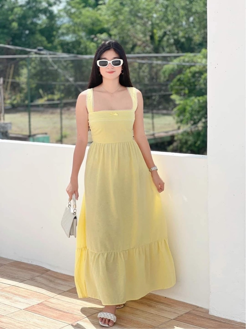 DIWATA MAXI DRESS | small-semi large | with lace trimming and ribbon ...