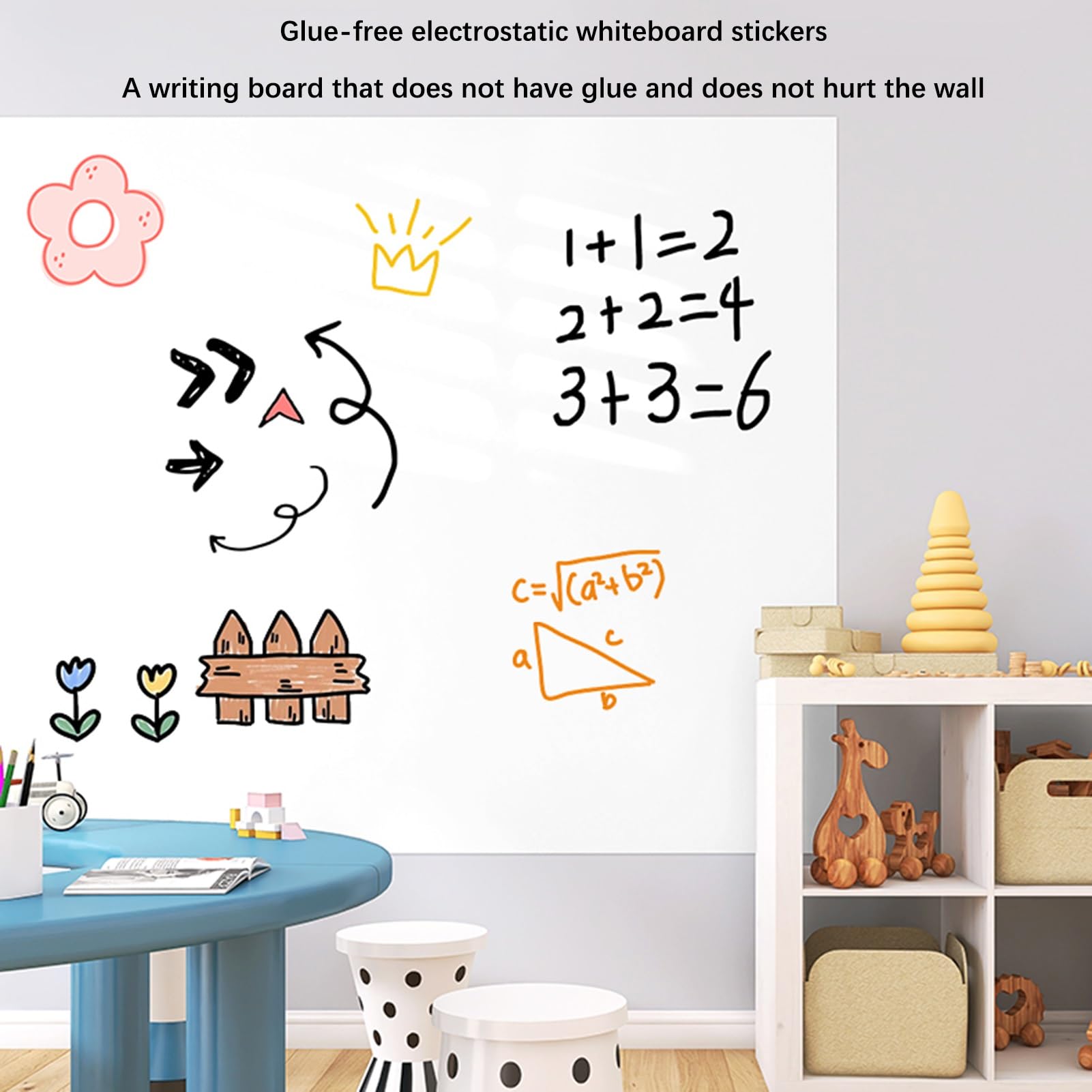 45/60CM Electrostatic Adsorption Whiteboard Wall Sticker Reusable ...