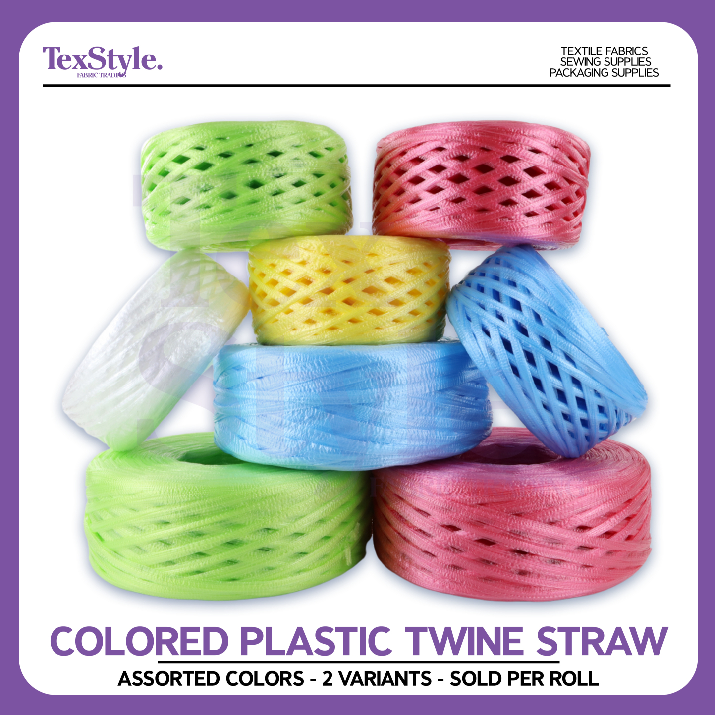 TEXSTYLE Colored Plastic Twine Straw Packaging Rope Plastic Straw Tali ...