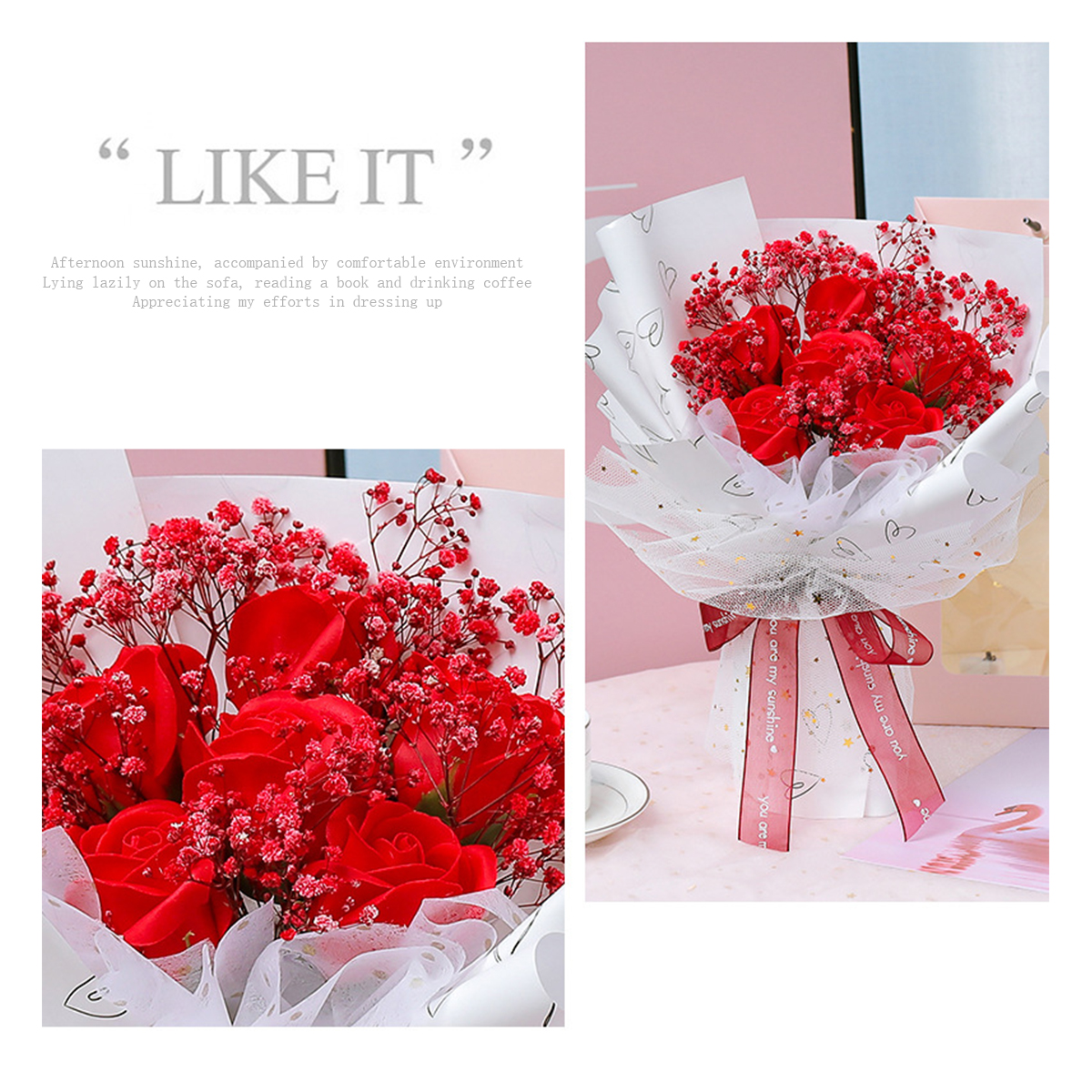 Baby's breath soap flower rose bouquet souvenir birthday Valentine's ...