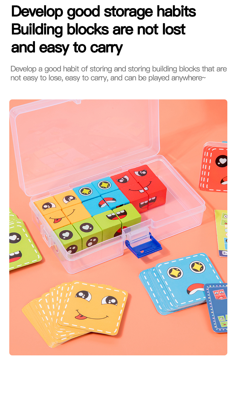 UNICO 72pcs Cards Wooden Face Changing Educational Magic Cube Building ...