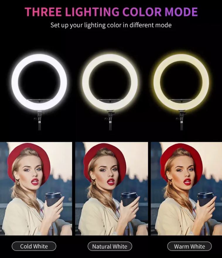 D8 Foldable LED Ring Light Live Broadcast Dimmable Stand Ringlight with ...