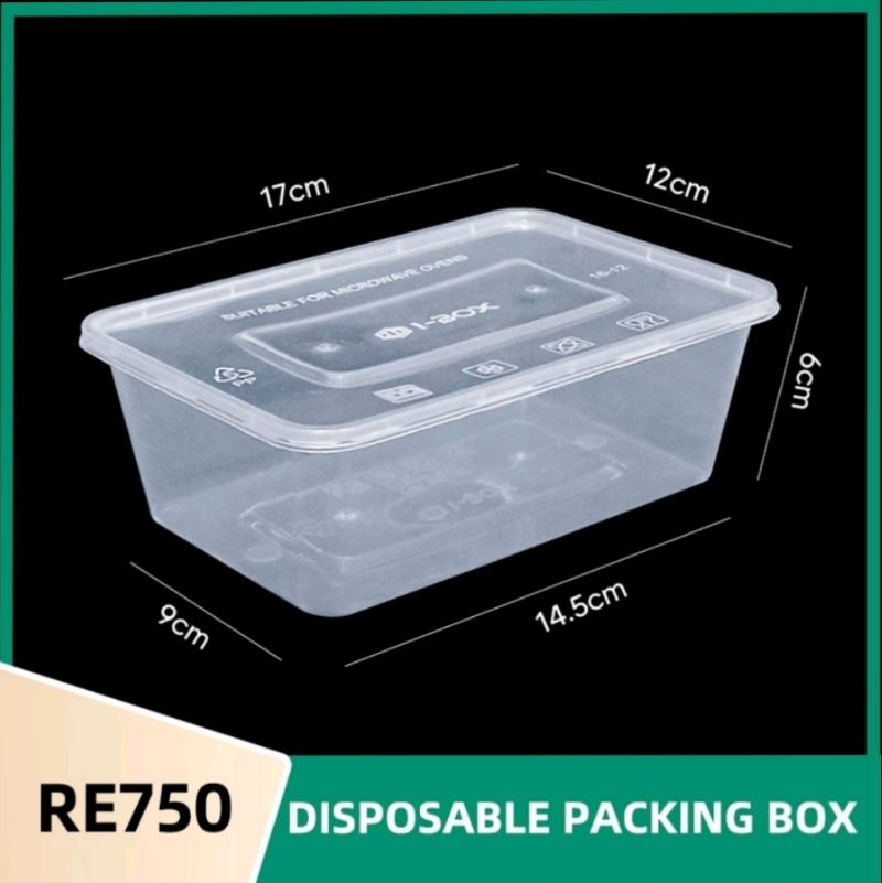 (Clear, Black) RE1000 Microwavable Disposable Plastic Food Container ...