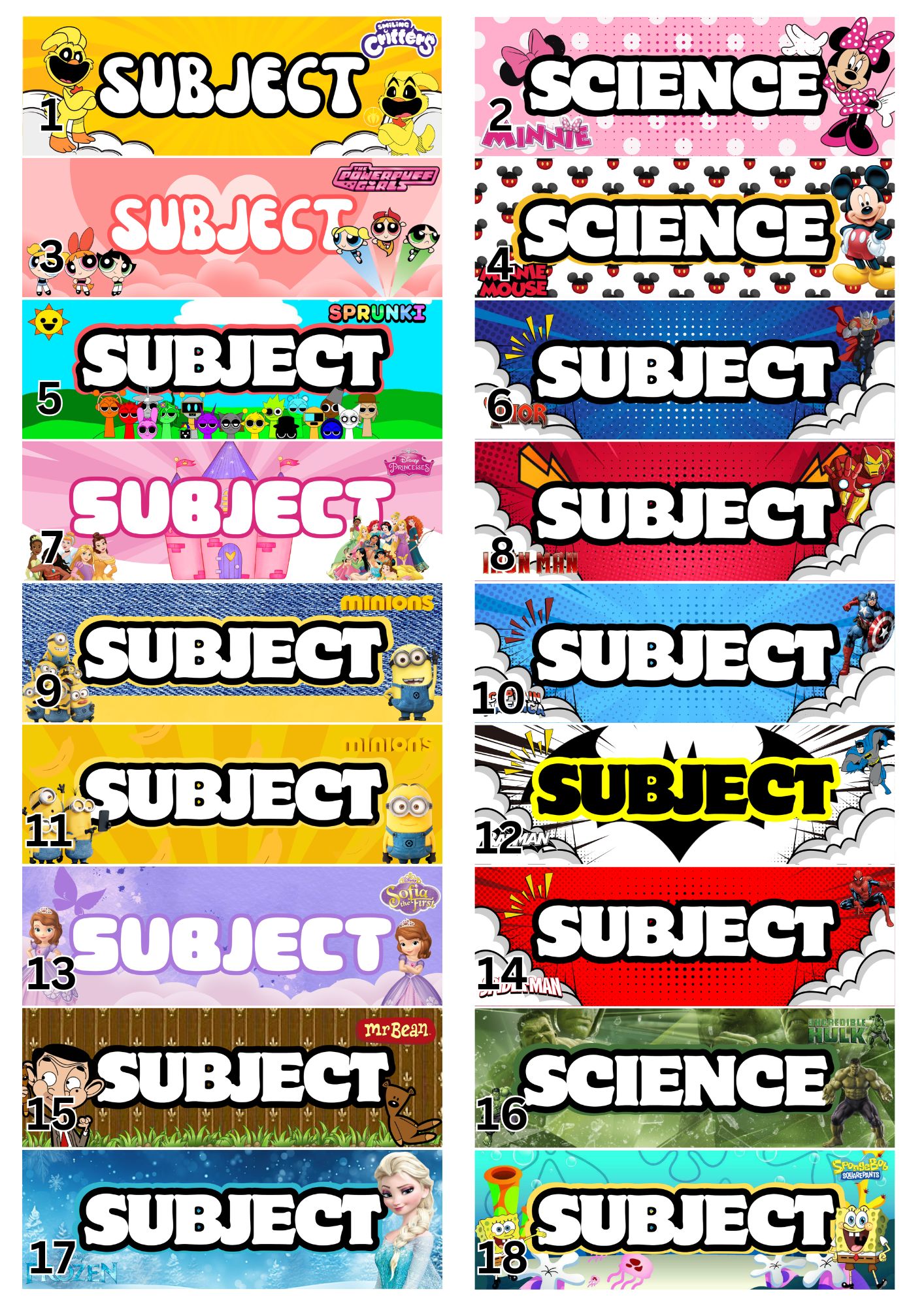 SCHOOL SUBJECT STICKER - Subject Label For Notebook Vinyl Stickers - 18 ...