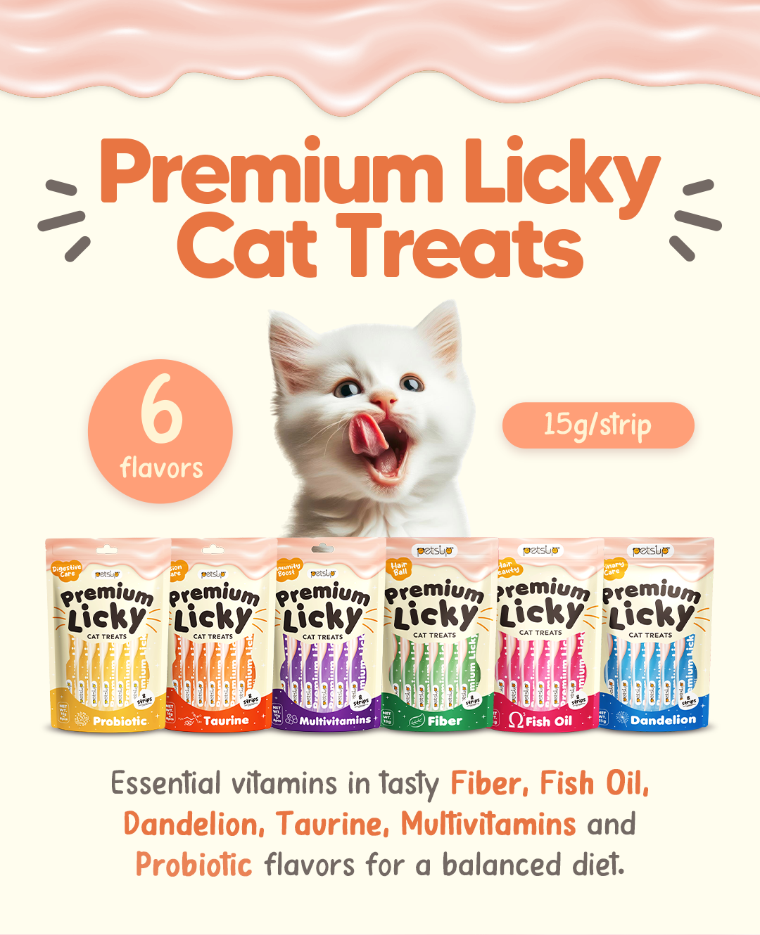 Petsup Cat Premium Licky Treats Cat Wet Food Fish Oil Hairball Uninary ...