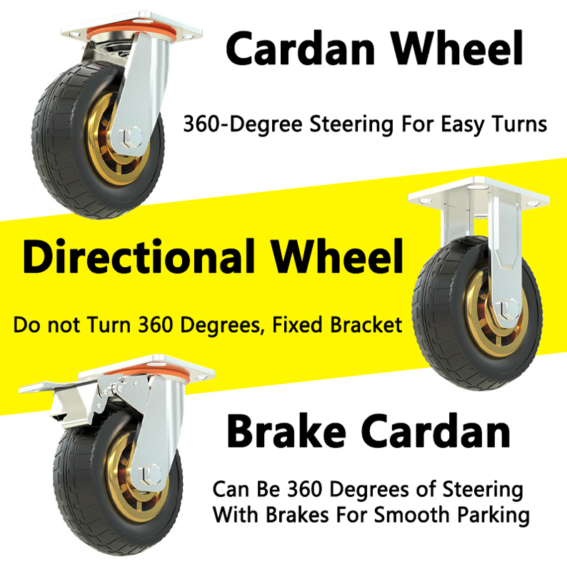 Heavy Duty Caster Wheel 3/4/5/6/8Inch Noise Reduction Wear Resistant ...