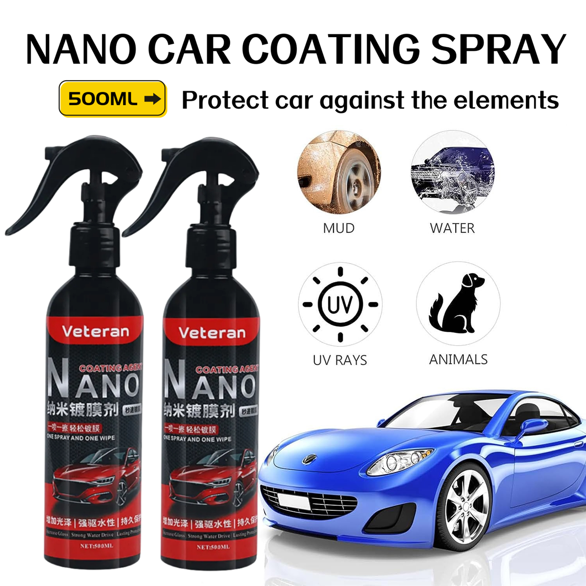 500ML Nano Ceramic Car Coating For Car Wax Spray Car Wax Polish Hydrophobic Spray Protect Car ...