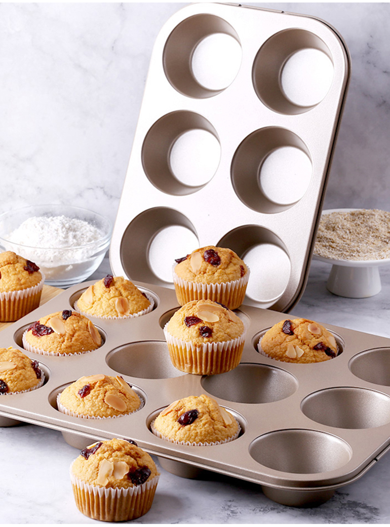 6/12 Cup Round Muffin Pan Non-Stick Dessert Baking Molder Cupcake ...