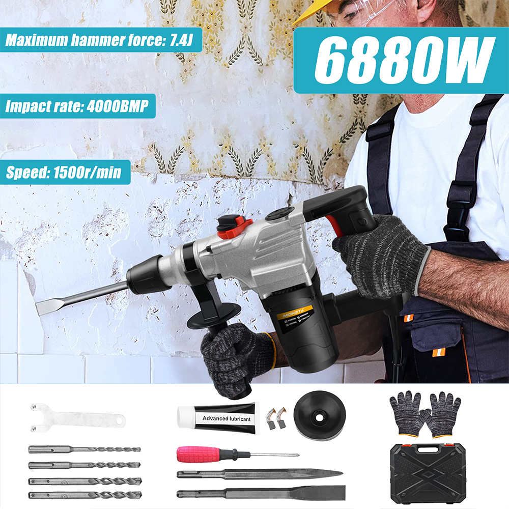 7000W Rotary Hammer Drill Chipping Gun Drill Hammer Chipping Hammer ...