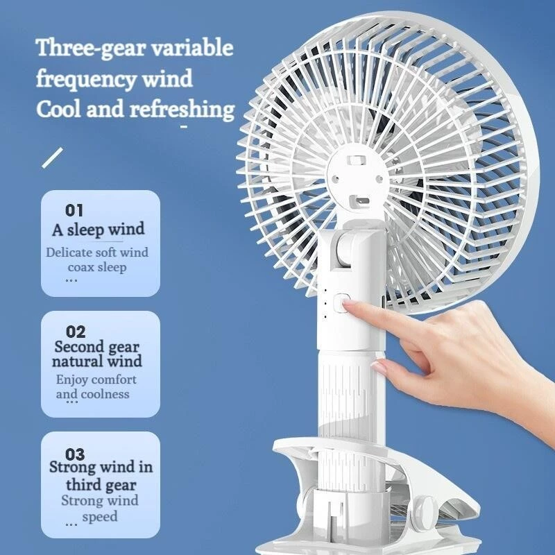 7 inch Portable electric fan Clip fan Mini fan rechargeable Battery ...