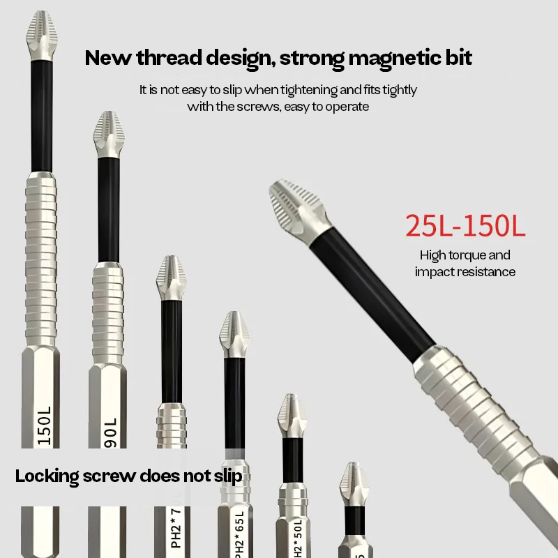 6pcs Magnetic Screwdriver Bits Set Anti-Slip PH2 Standard Phillips ...